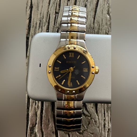 Jewelry | Silver And Gold Watch With Black Face | Poshmark